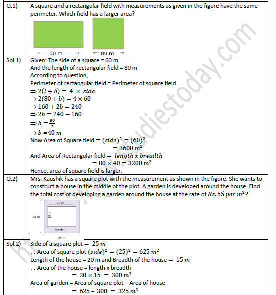 NCERT Solution Class 8 Maths Chapter 11 Mensuration